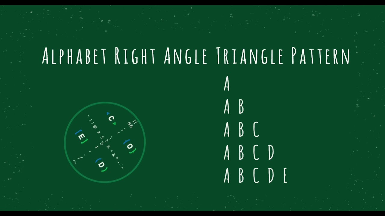 98 Alphabet Right Angle Triangle Pattern Without Any Pre Defined Method