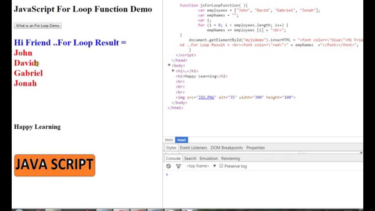 For Loop In Javascript Demo Youtube
