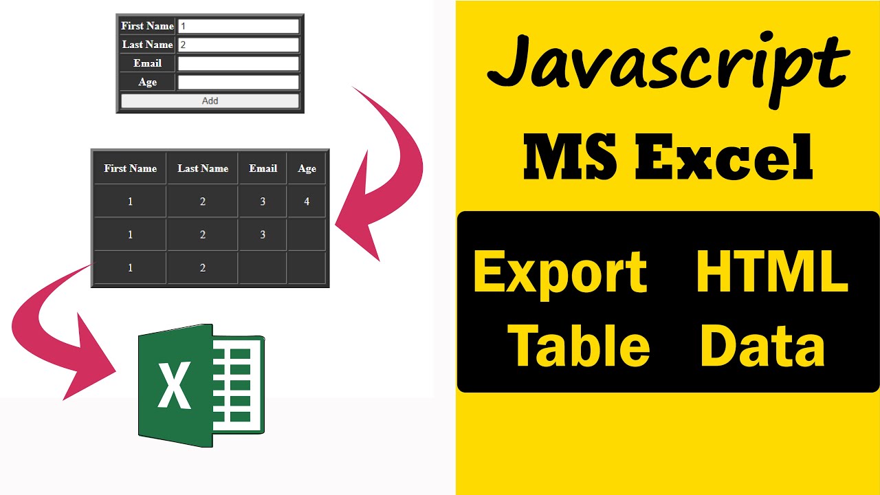 How To Export Html Table Data As Ms Excel File Using Javascript Youtube