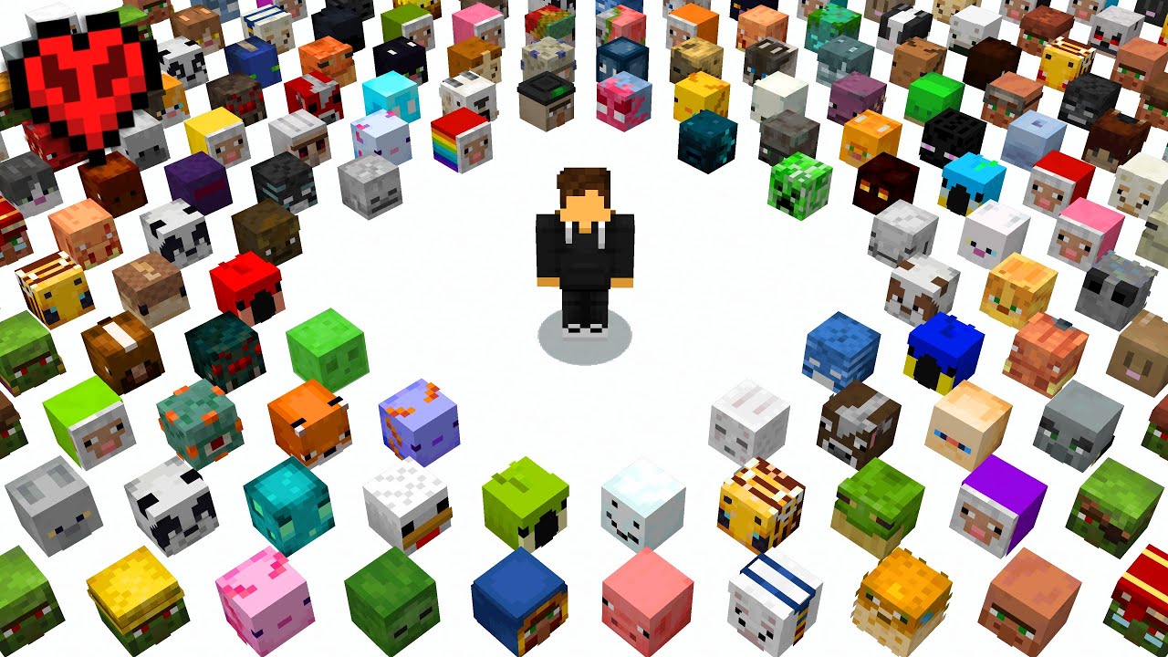 I Collected Every Mob Head In Hardcore Minecraft Youtube
