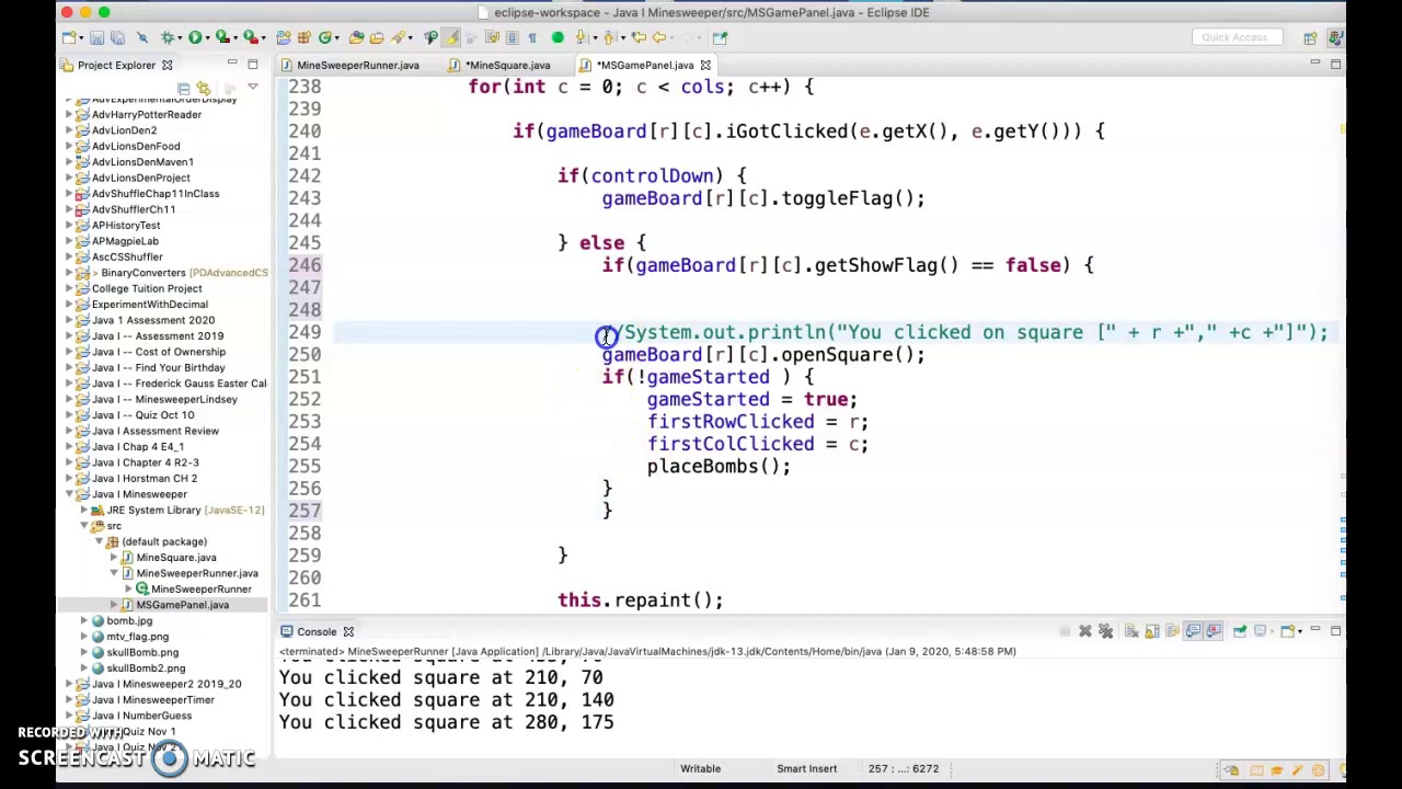 Java Minesweeper Adding Flag Behavior Youtube