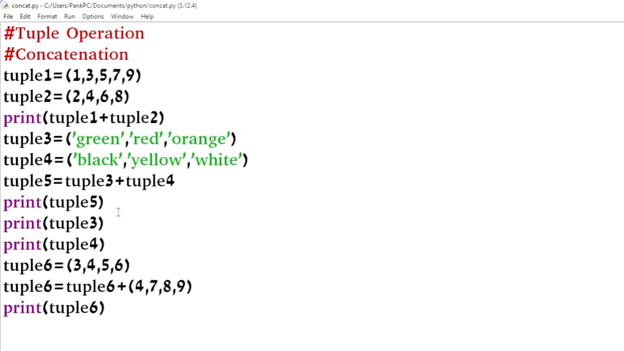 Cbse Cs Python Tuple Operations Program Example Youtube
