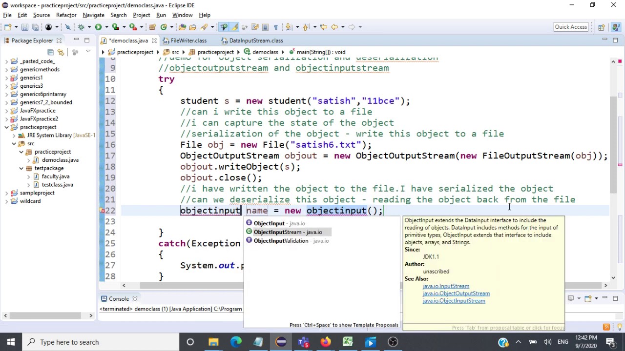 Objectinputstream And Objectoutputstream Class In Java Cse1007 Java