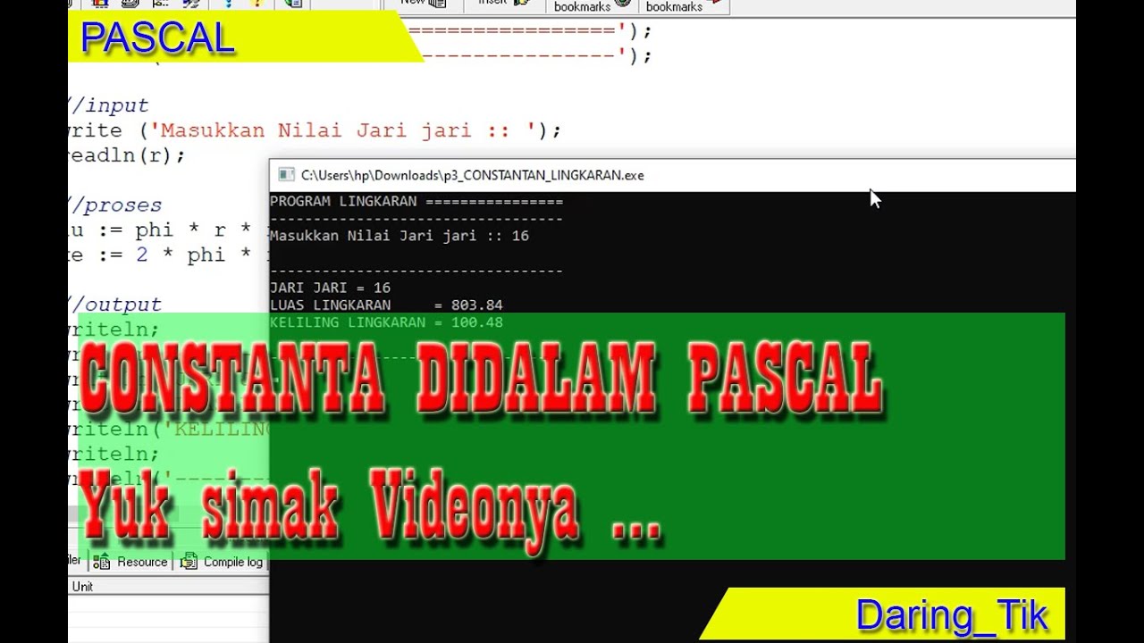 Belajar Pascal Konstanta Pada Program Pascal Youtube