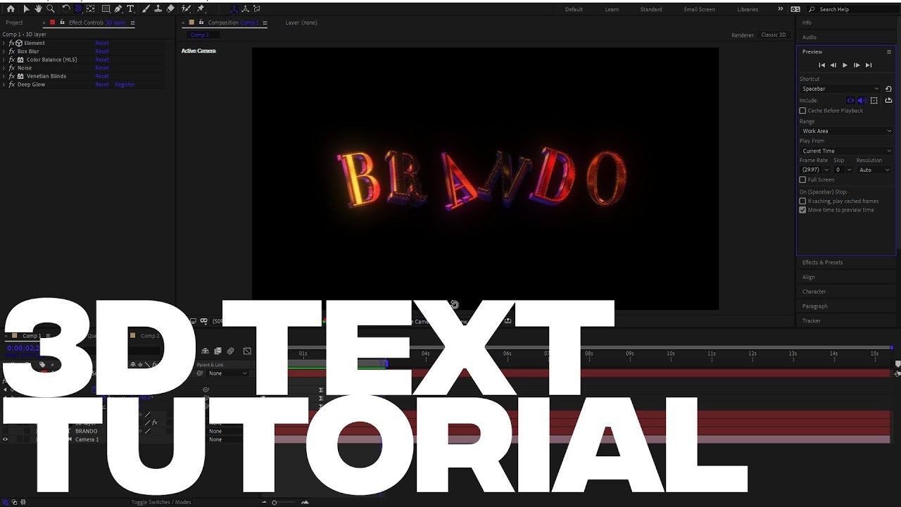 3d Text Tutorial After Effects Amv Tutorial Element 3d Youtube