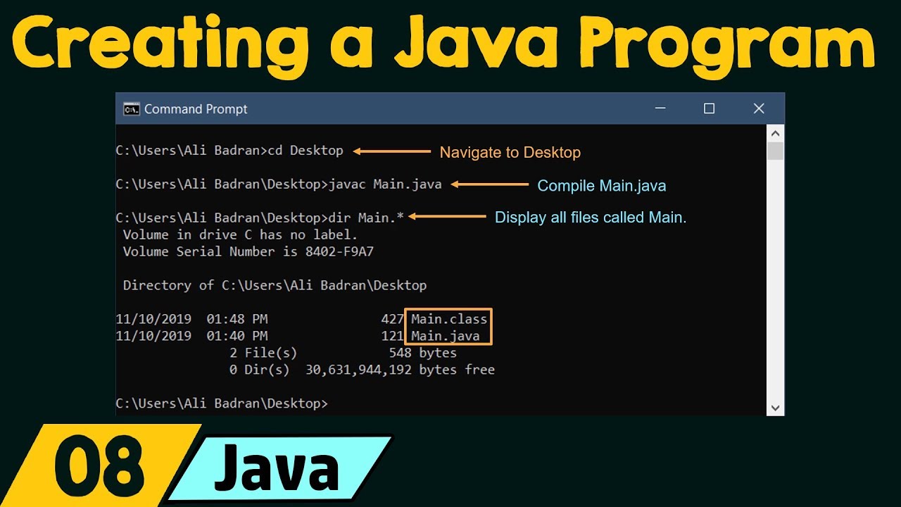 Creating Compiling And Executing A Java Program Youtube
