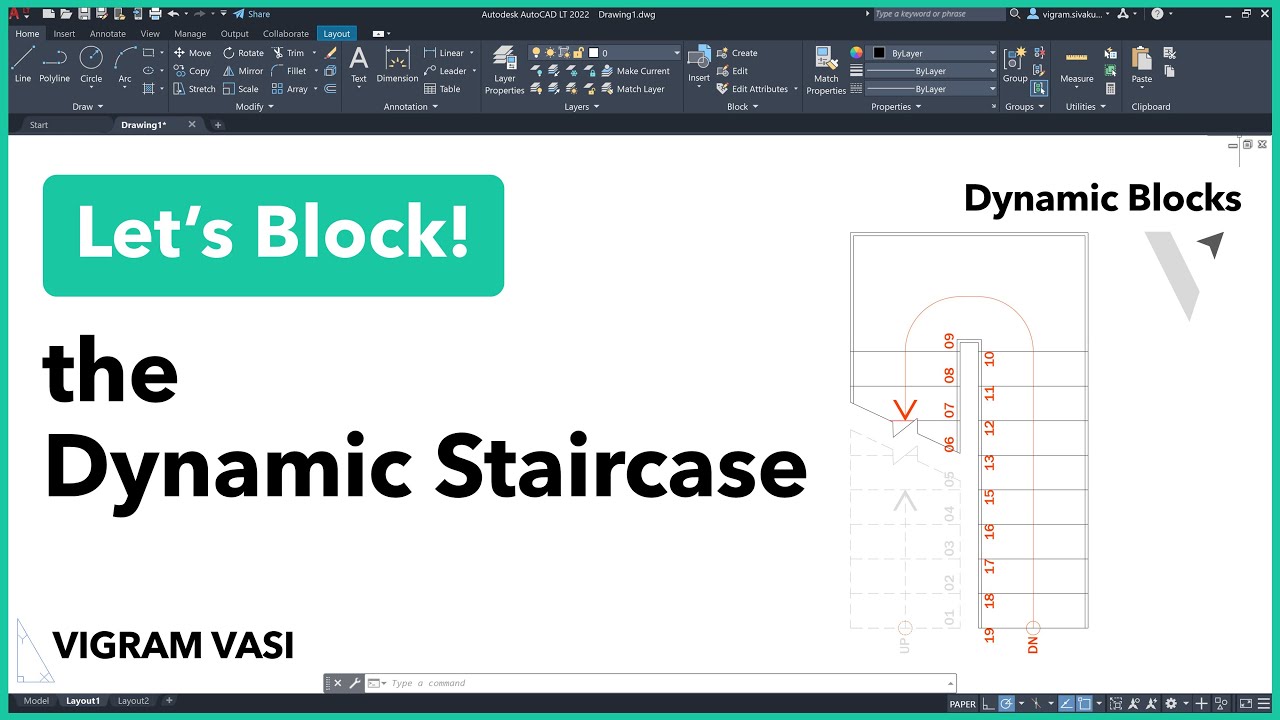 Dynamic Staircase Block In Autocad Autocad Tutorial Dynamic Block