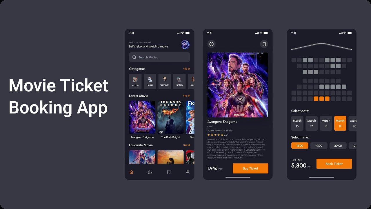 Movie Ticket Booking App Ui Ux Design Tutorial Youtube