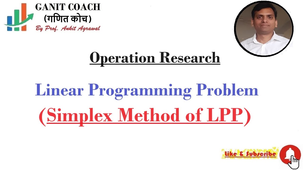 Simplex Method Lpp Linear Programming Problem Youtube