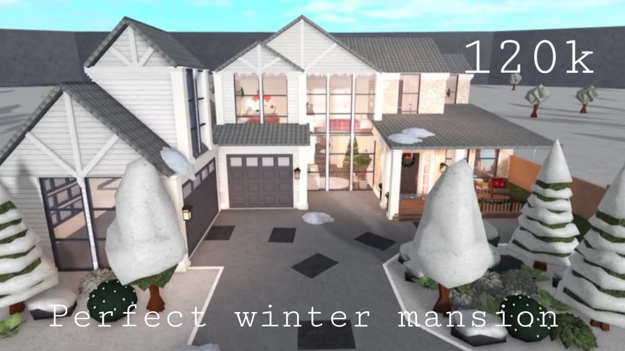 Roblox Bloxburg Perfect Winter Mansion 120k House Build Youtube