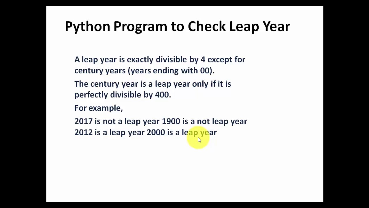 Program To Check Leap Year Python Programming Tutorials Youtube