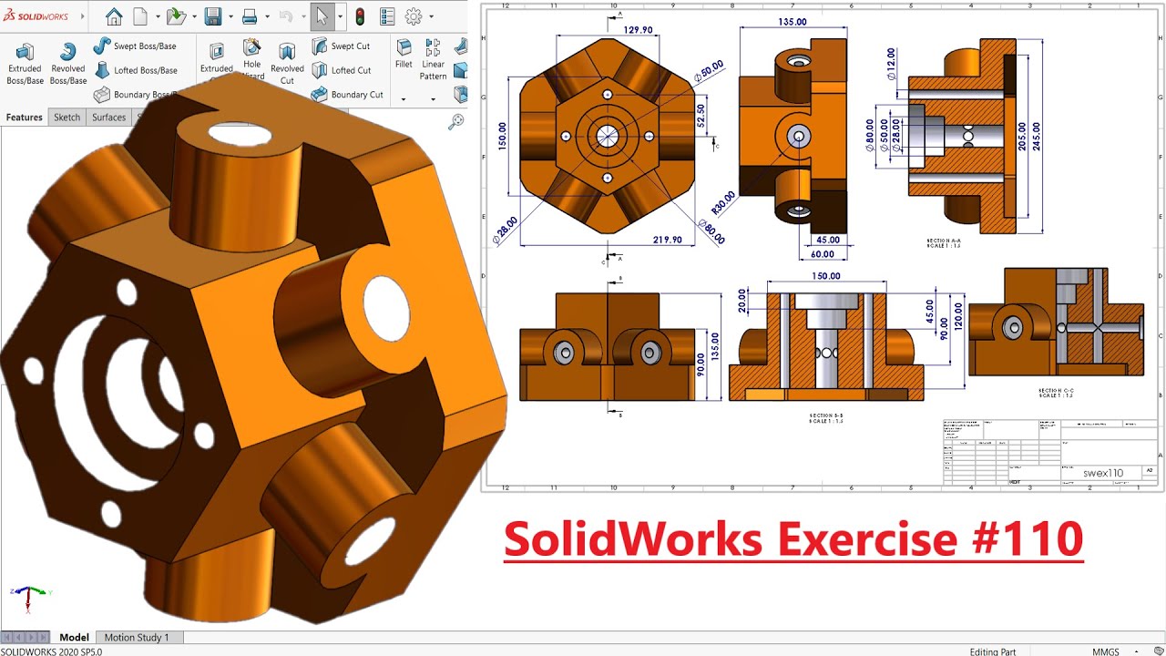 Solidworks Tutorial For Beginners Exercise 110 Youtube