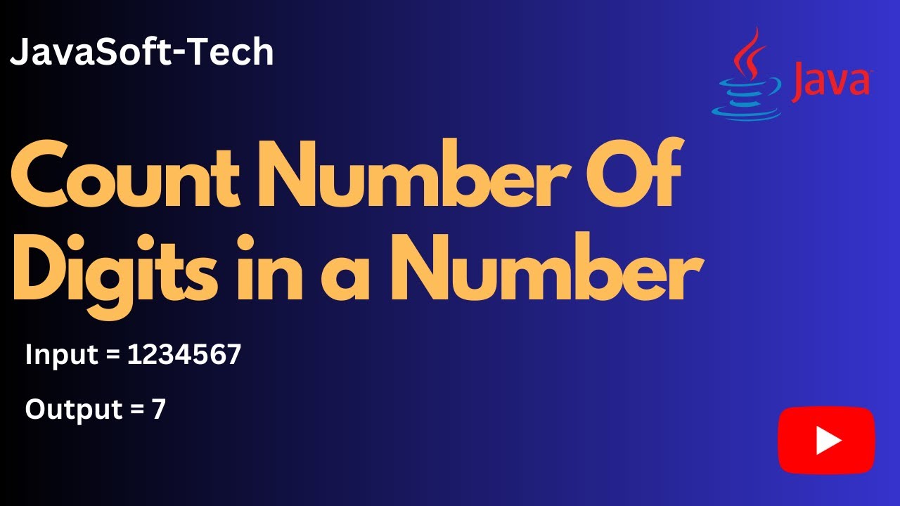 Count Digits In A Integer Java While Loop Youtube