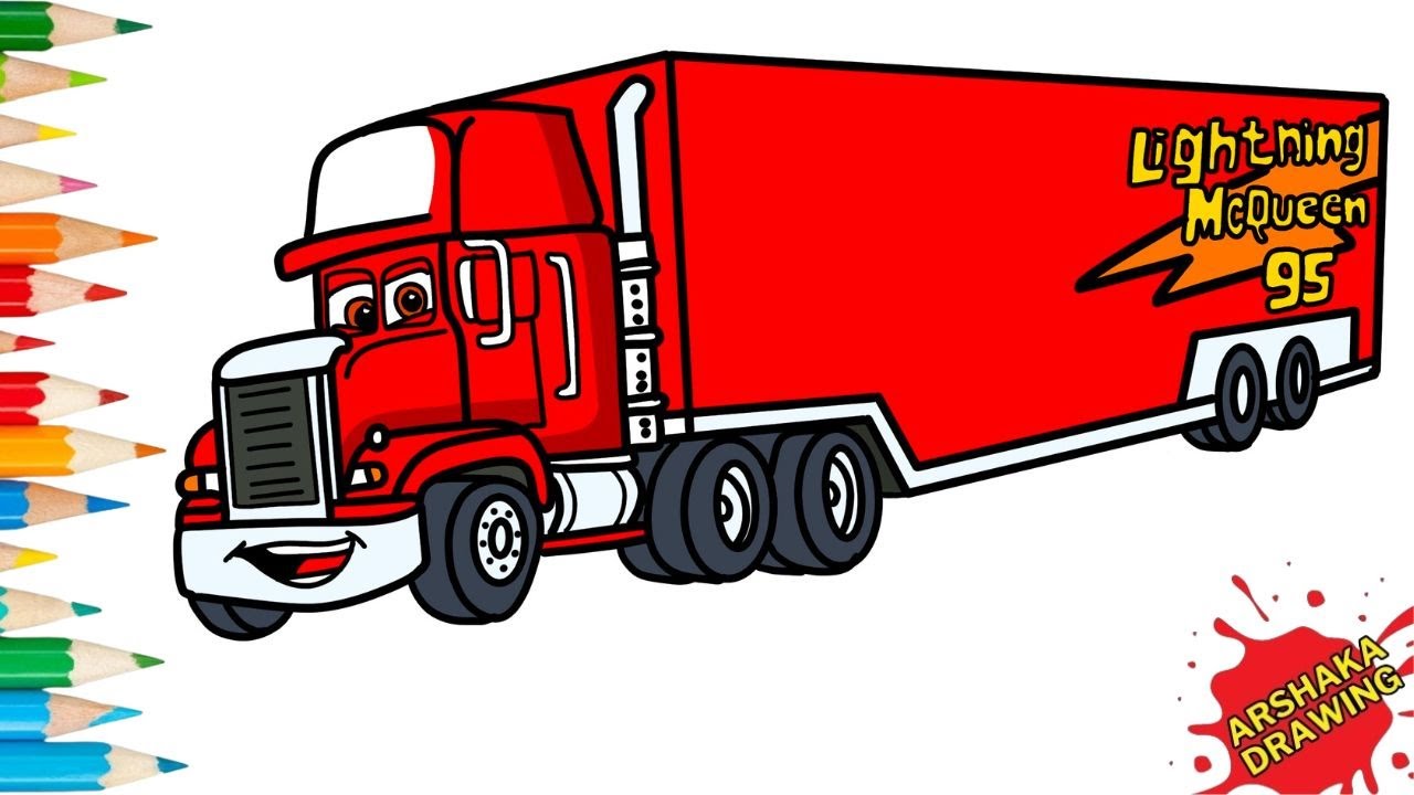 How To Draw Disney Pixar Cars Characters Mack Truck Coloring Pages