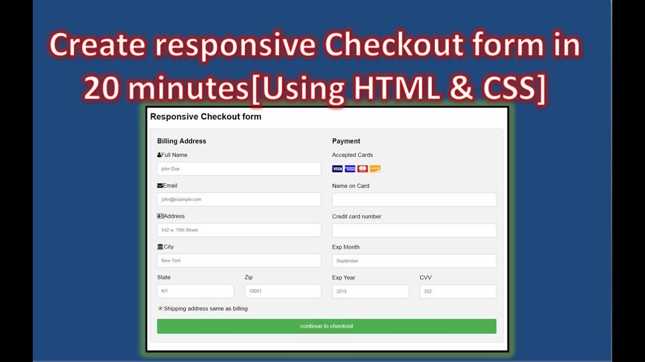 How To Create A Checkout Form With Css Html Create Responsive
