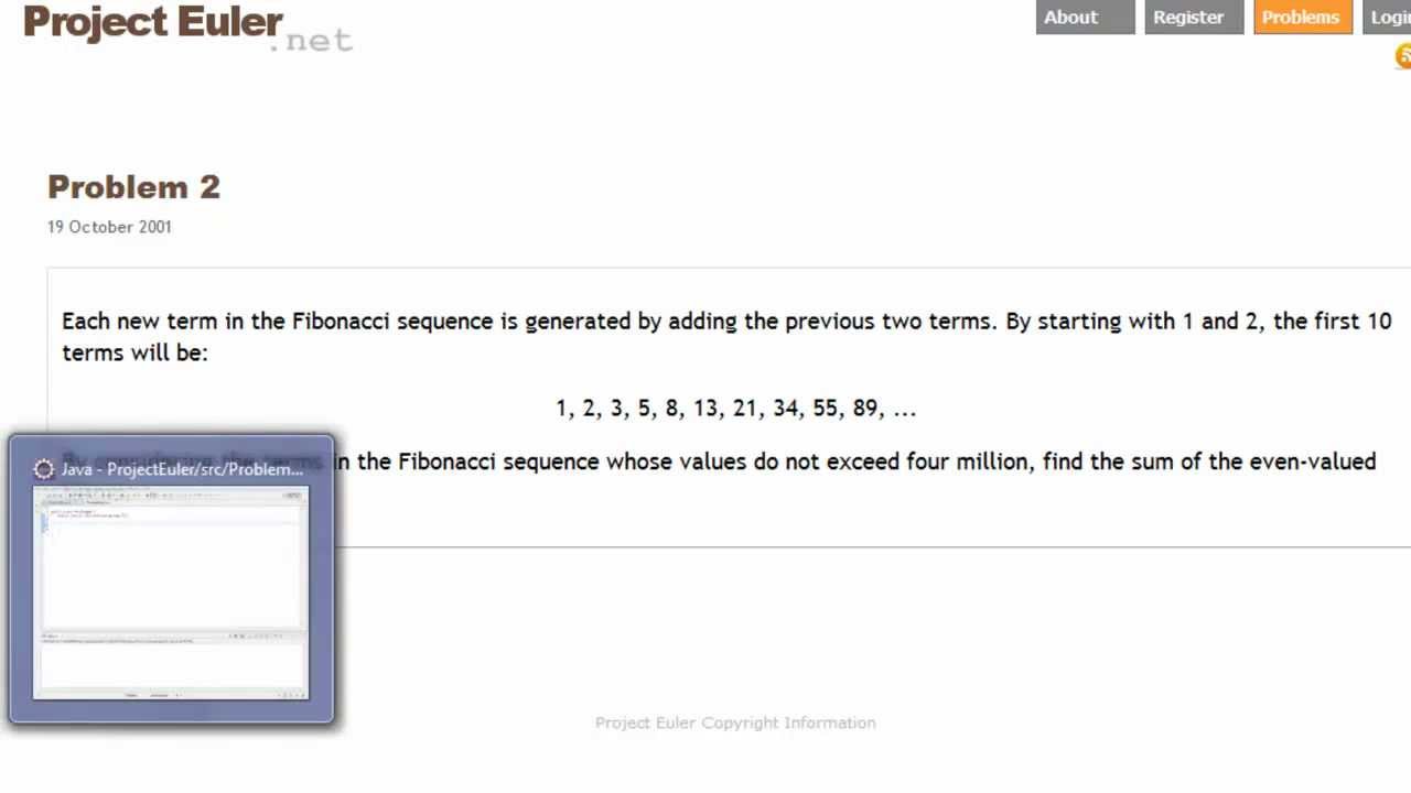 Java Project Euler Problem 2 Youtube
