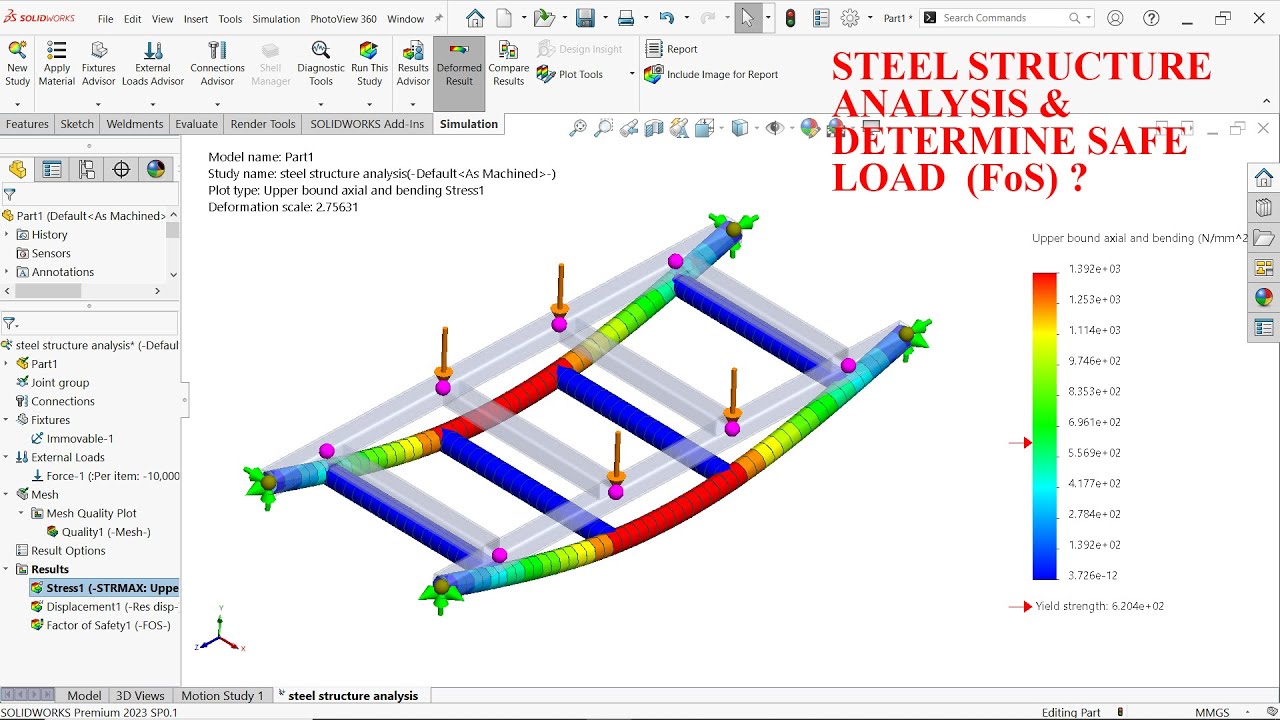 Solidworks Weldments Steel Structure Analysis In Solidworks