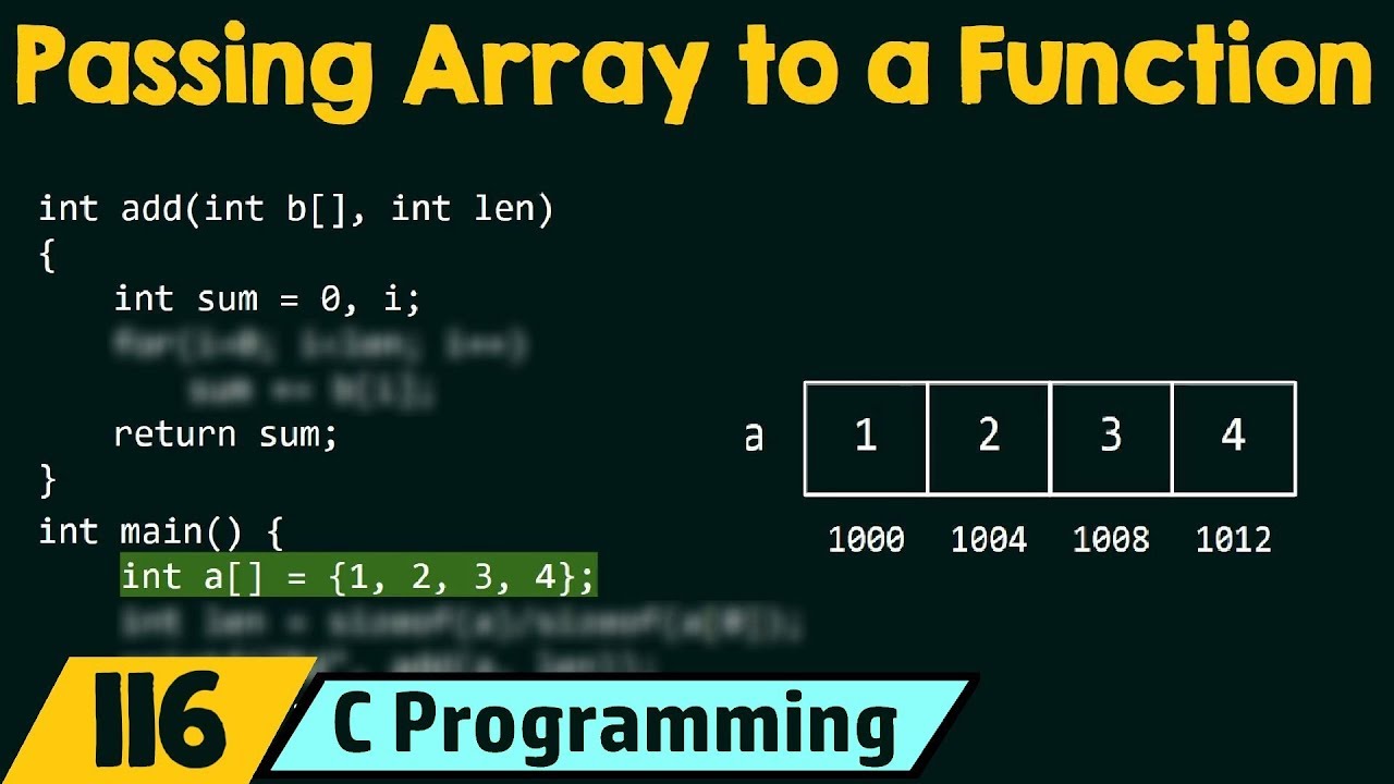 Passing Array As An Argument To A Function Youtube