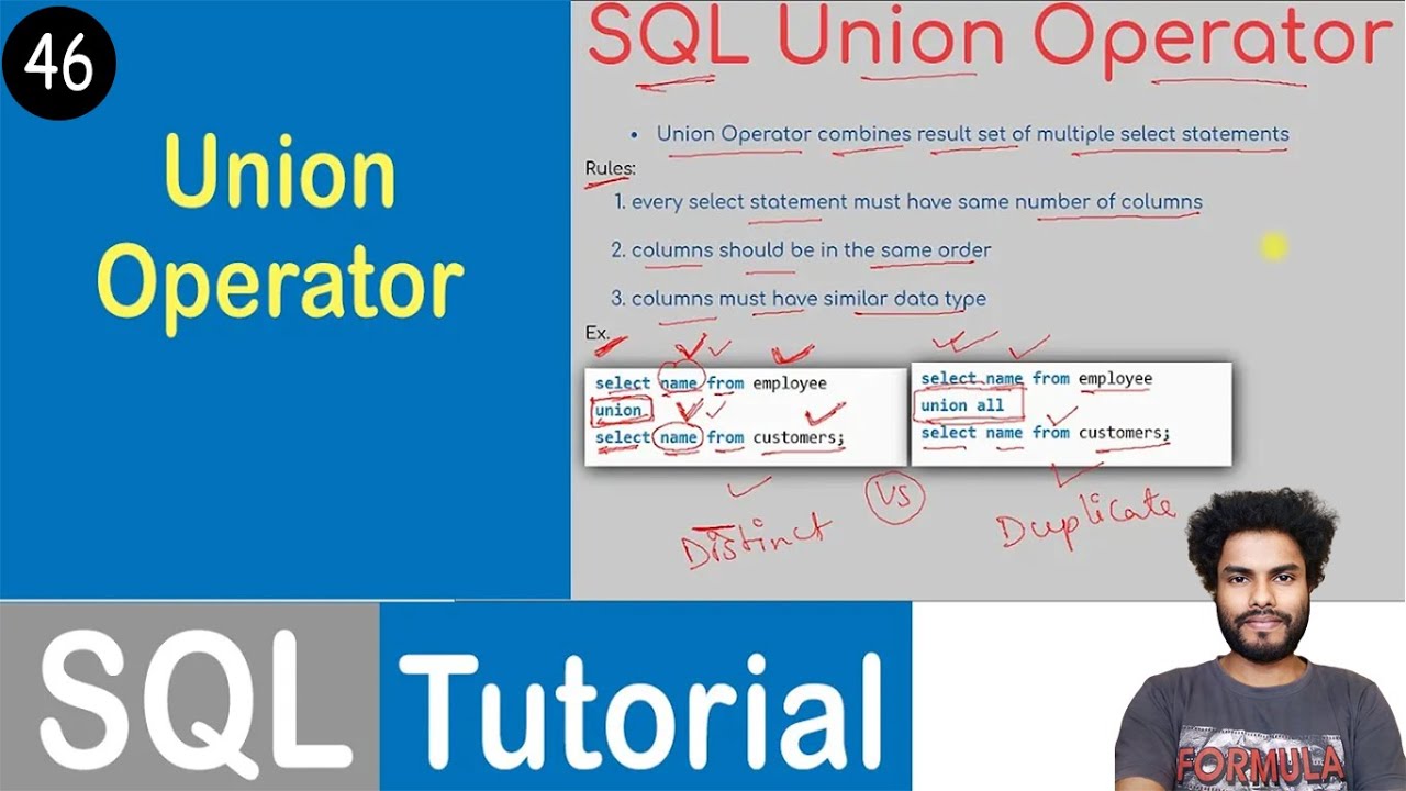 46 Union Operator In Sql Sql Tutorial Youtube