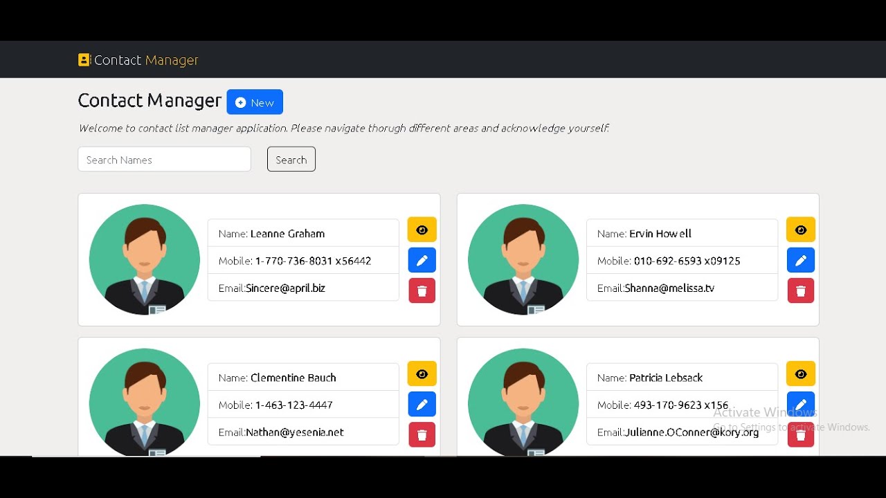 A Contact Manager Application Using React Youtube