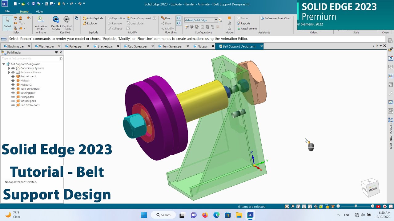 Solid Edge 2023 Tutorial Belt Support Design Solidedge Youtube