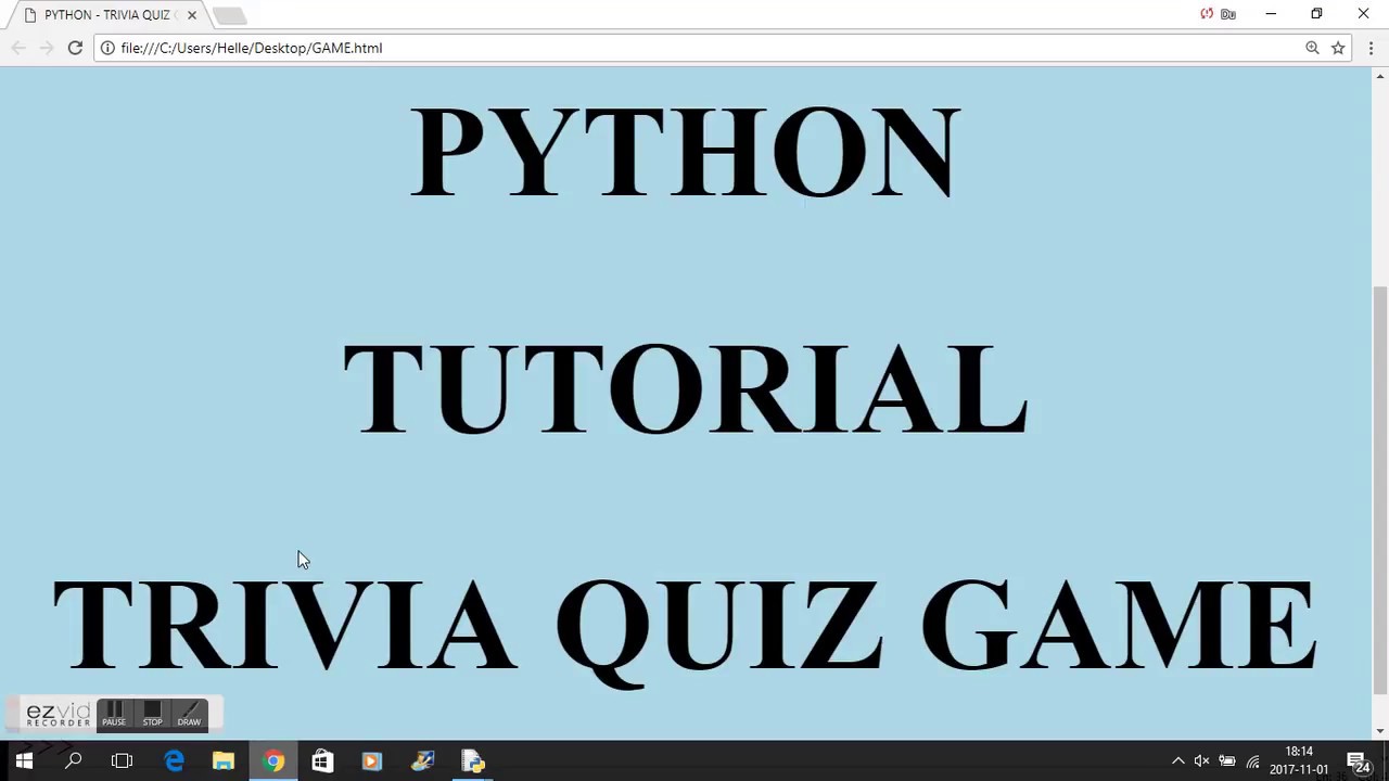 Python Trivia Quiz Game Youtube