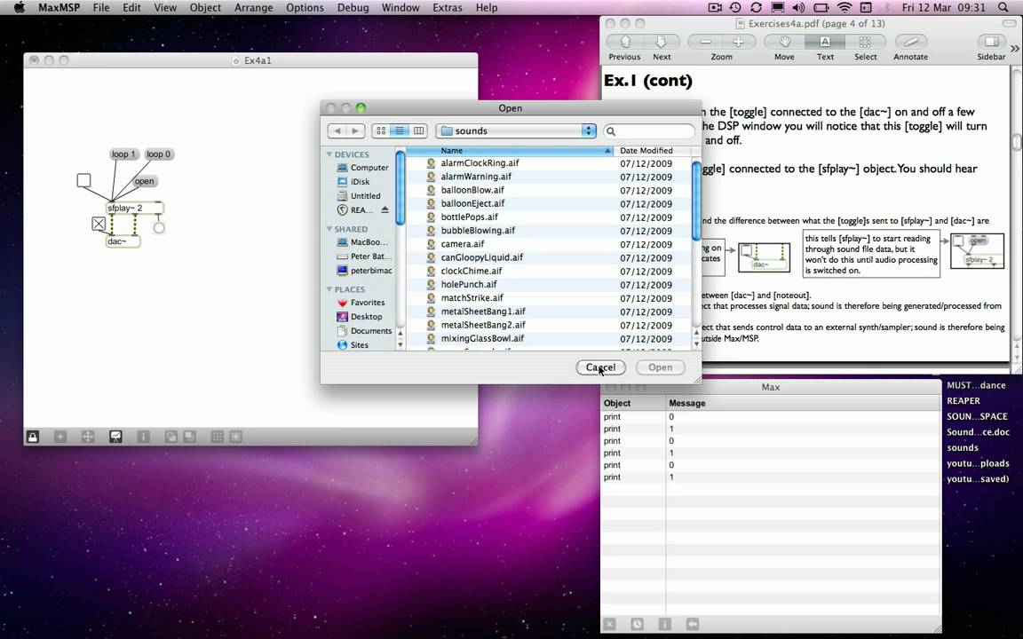 Max Msp Tutorial 04a3 Playback Objects Sfplay 2 Youtube