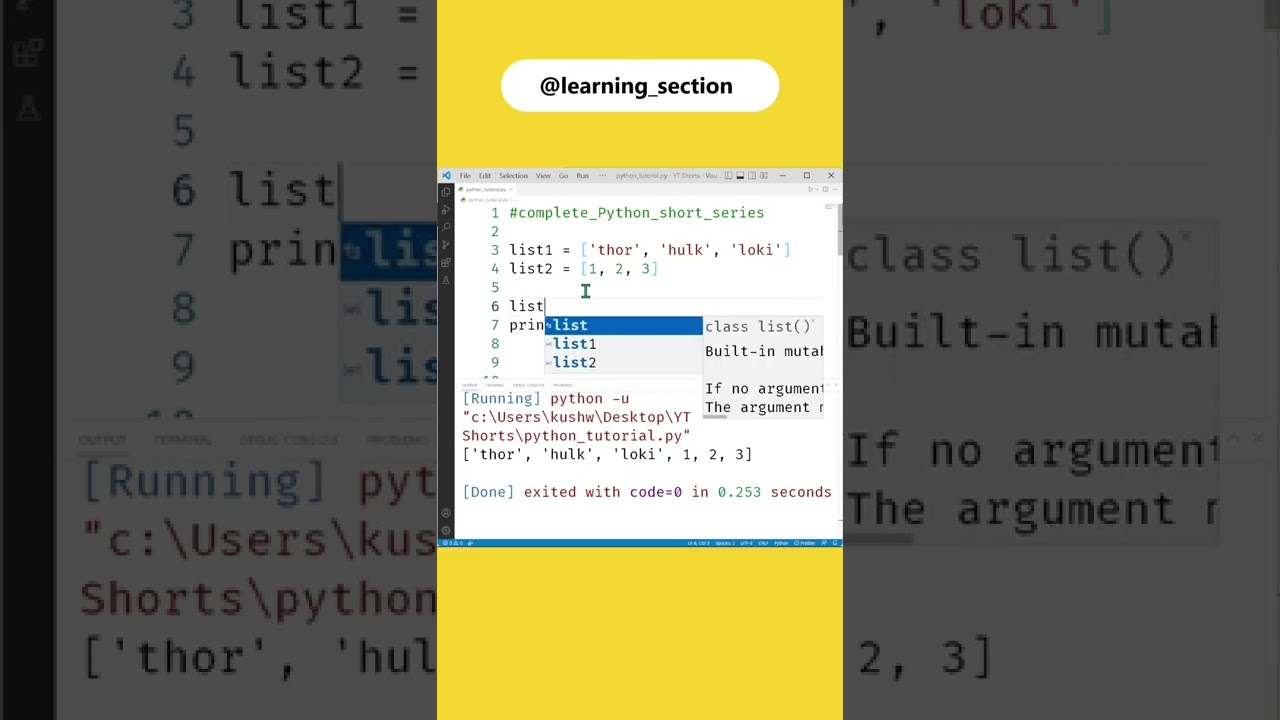 How To Combine Add Two List Python Learning Section Youtube