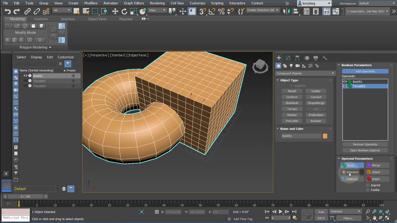 3ds Max Tutorial Compound Objects Boolean Youtube