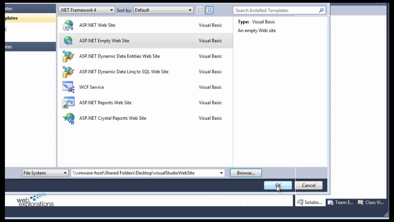 Create A Web Site Using Visual Studio 2010 Youtube