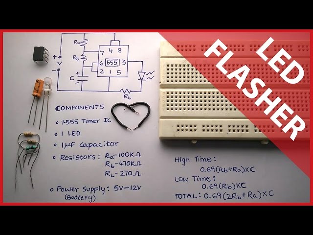 Flashing Blinking Led Circuit Using 555 Timer
