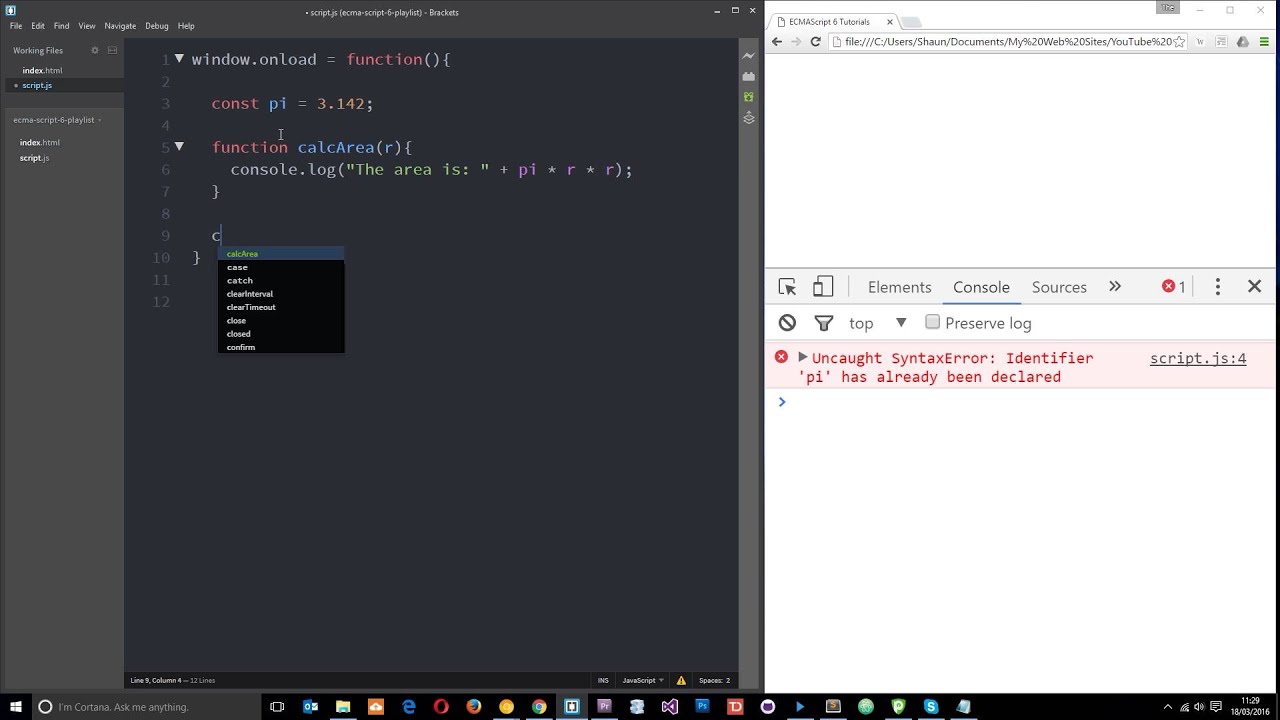 Javascript Es6 Tutorial 2 Constants Youtube