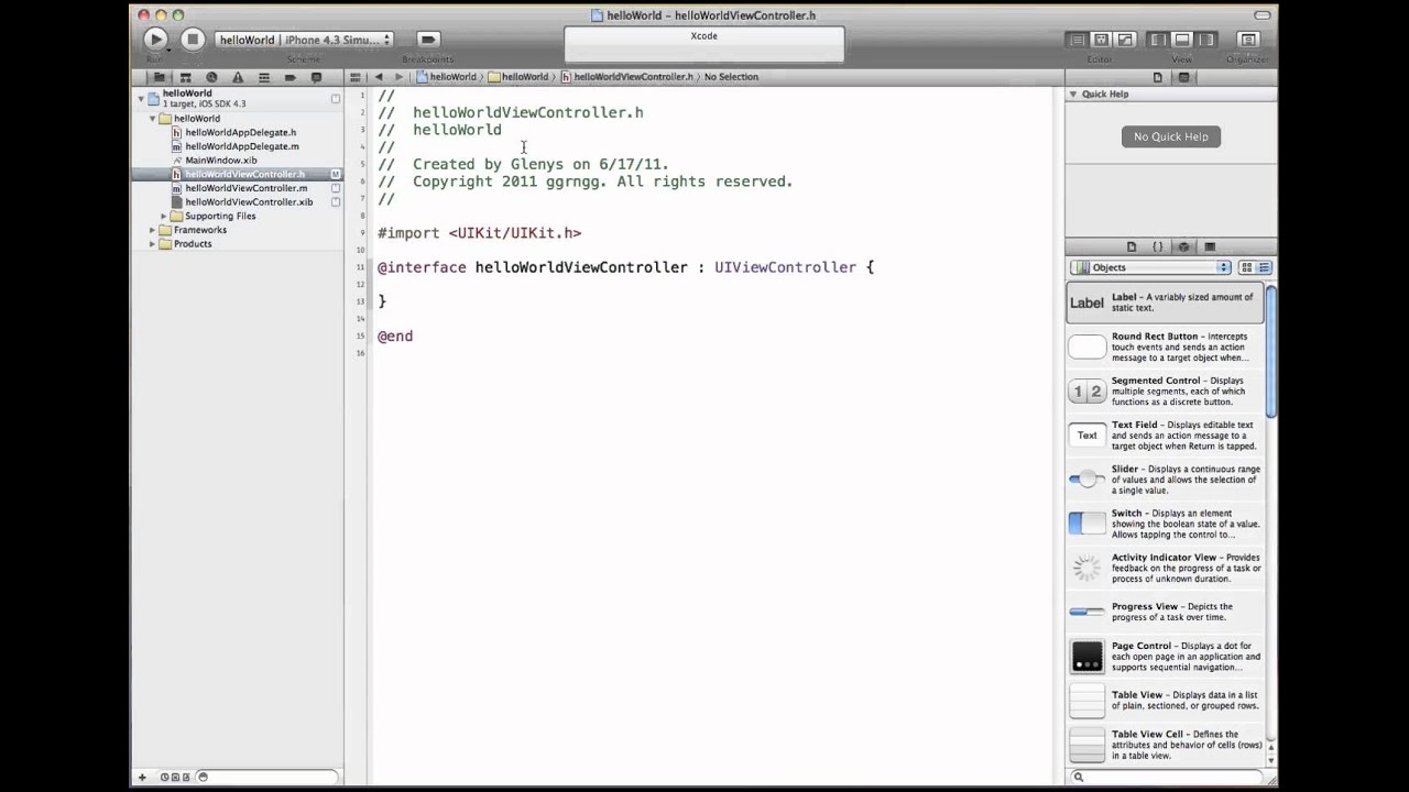 Hello World In Xcode 4 Youtube