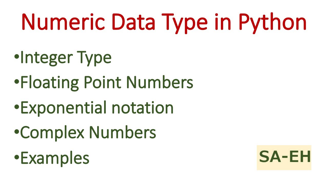 Numeric Data Type In Python Data Types In Python Python Tutorial