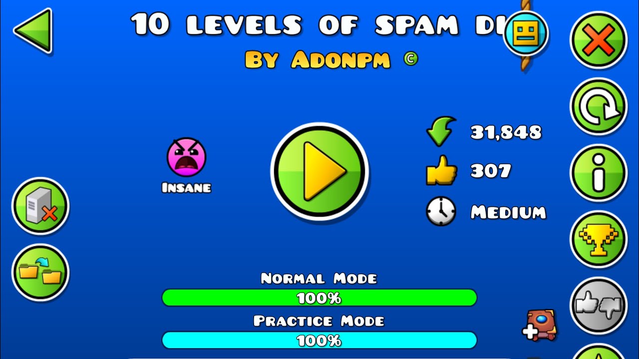 My Most Popular Level 10 Levels Of Spam Difficulty By Kaiguy Remake