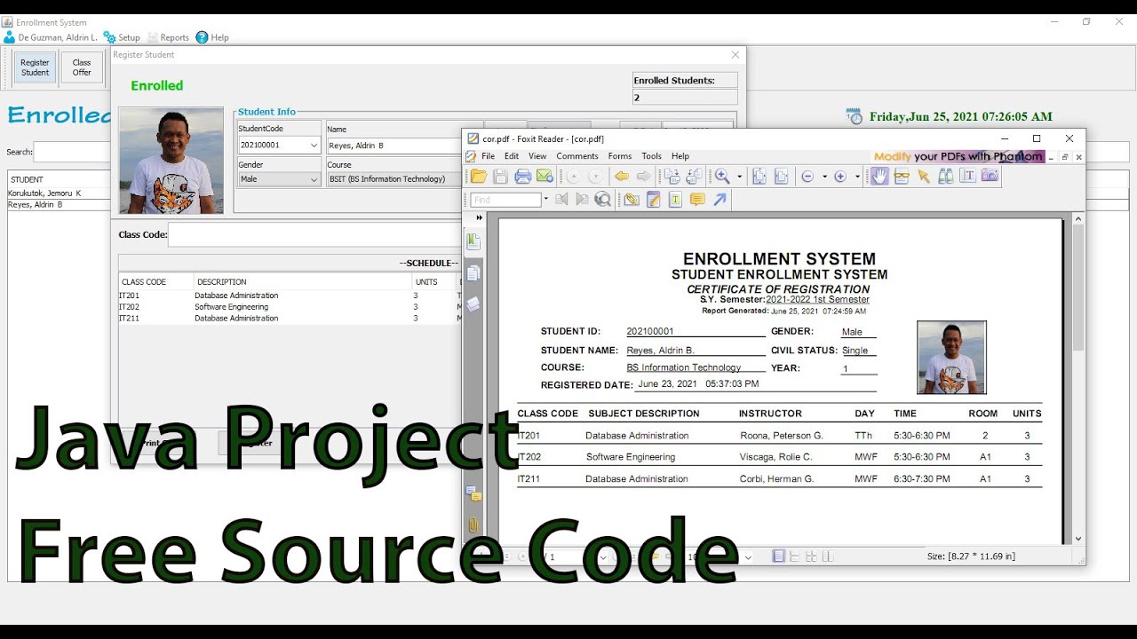 Java Project With Source Code Enrollment System Youtube