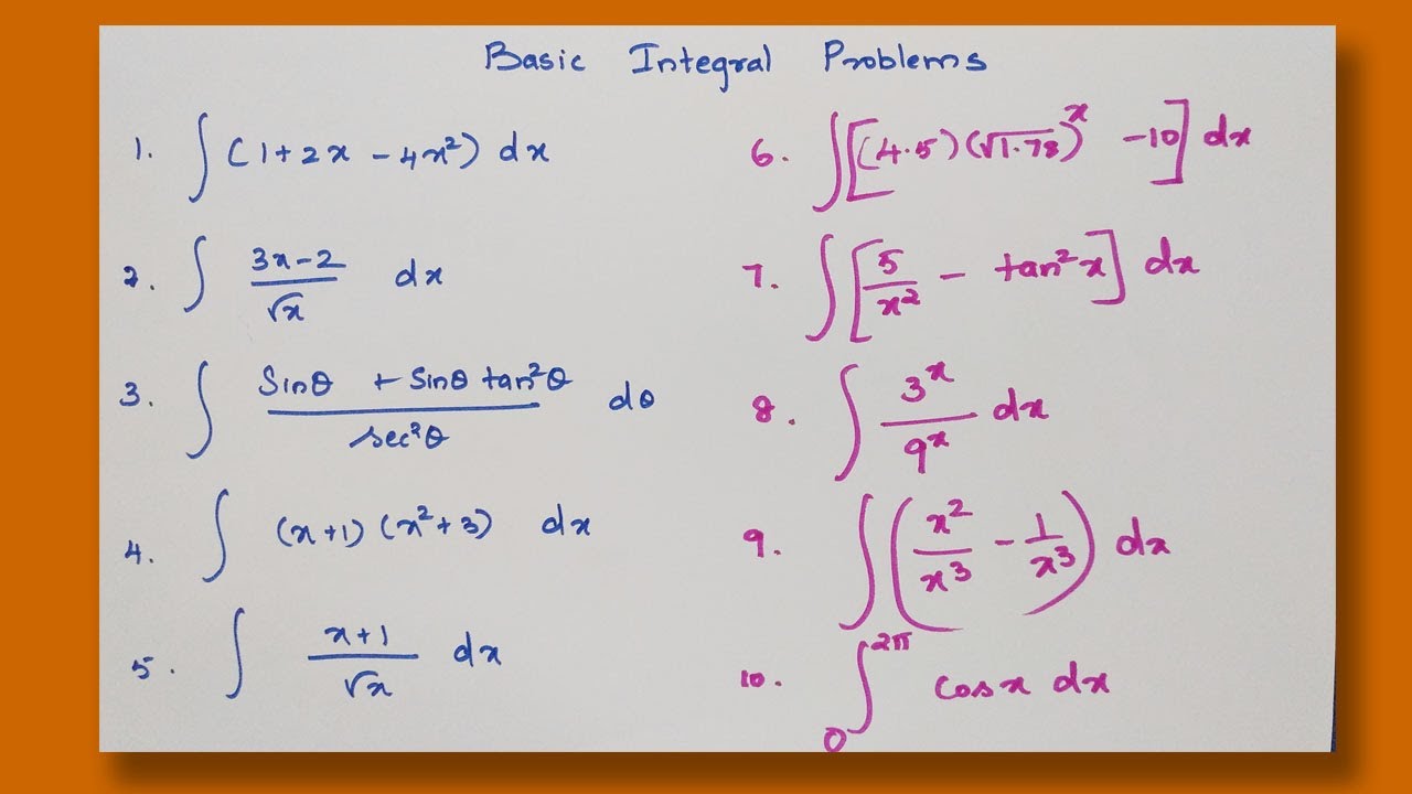 Basic Integral Problems Youtube
