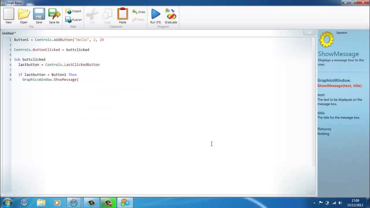 Microsoft Small Basic Button Tutorial Youtube