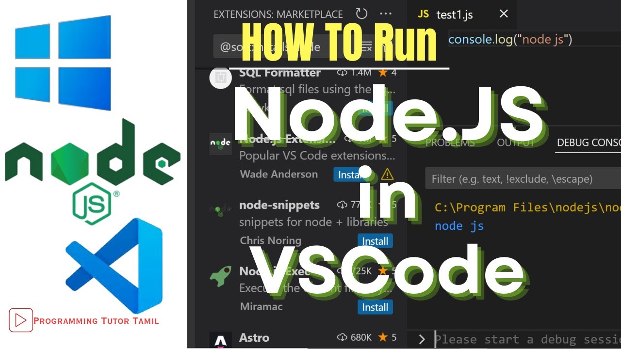 How To Run Node Js Program In Visual Studio Code Install Nodejs In Vs