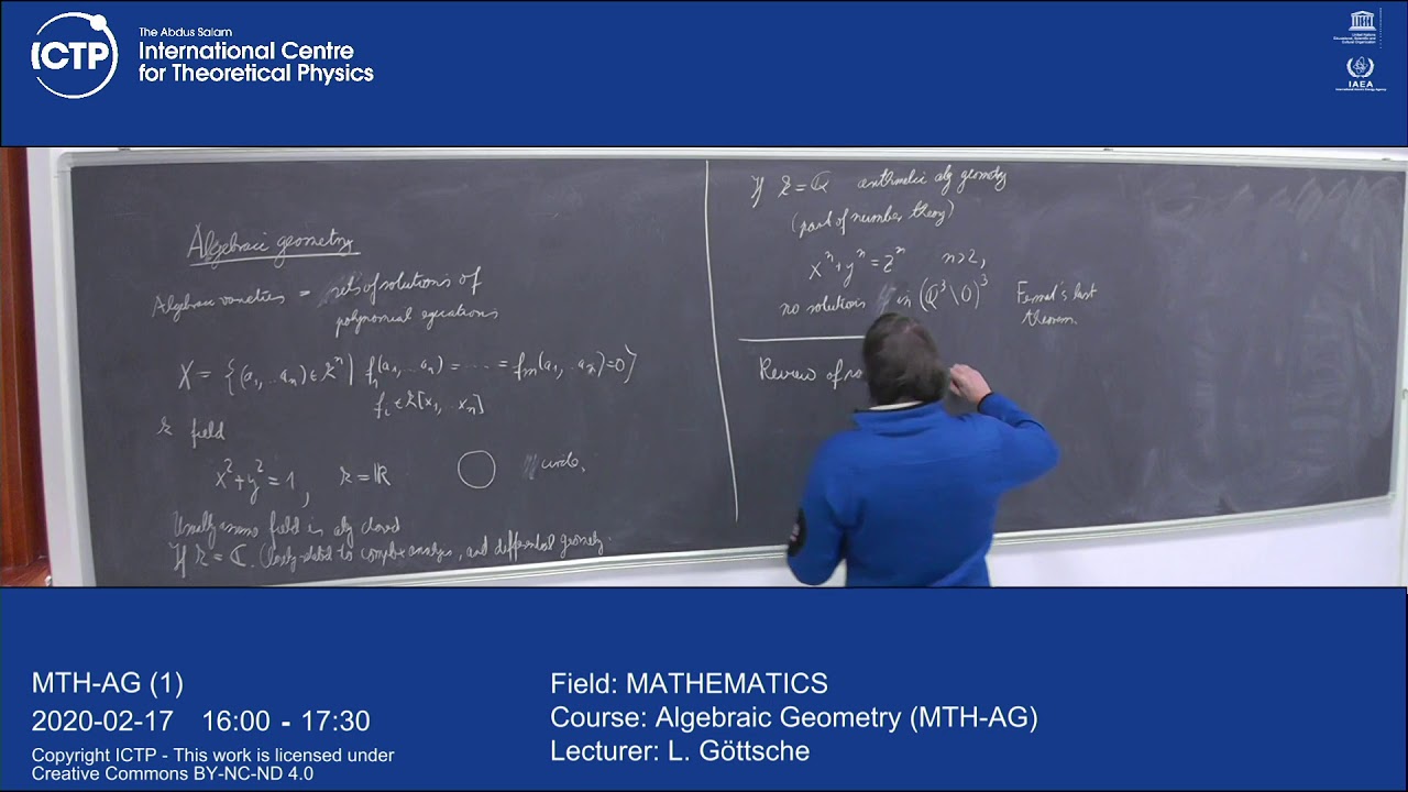 Algebraic Geometry Mth Ag Lecture 1 Youtube