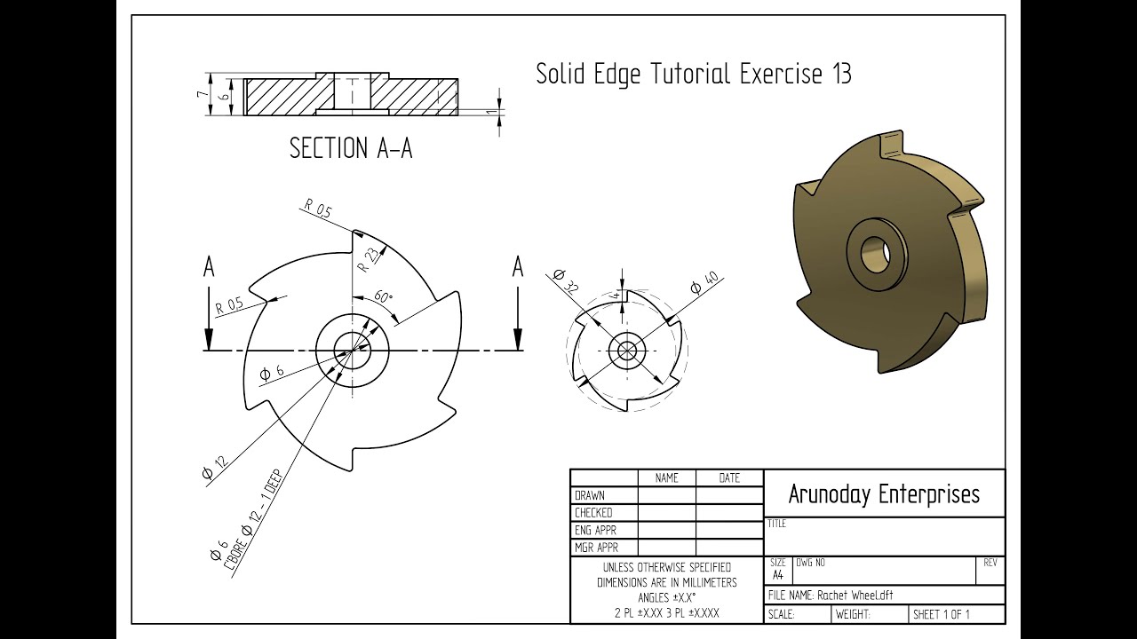 Solid Edge Tutorial Exercise 13 Youtube