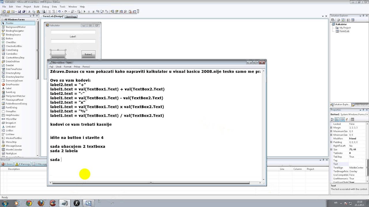 Visual Basic 2008 Kako Napraviti Kalkulator Youtube