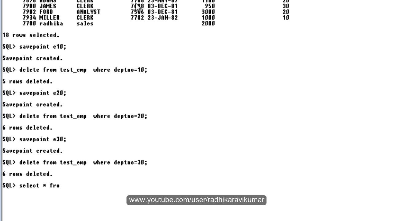 Sql Savepoint Tcl Command Youtube