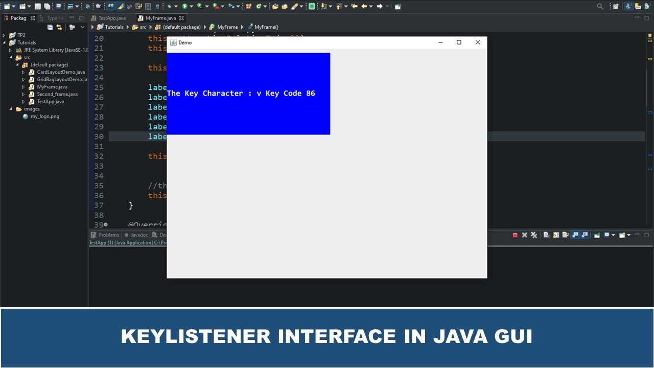 Java Gui Tutorial 30 Keylistener Interface In Java Gui Youtube
