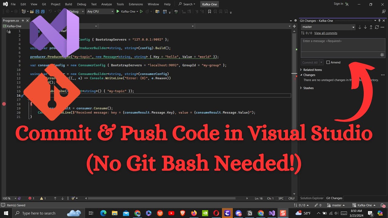 Commit Push Code In Visual Studio No Git Bash Needed Youtube