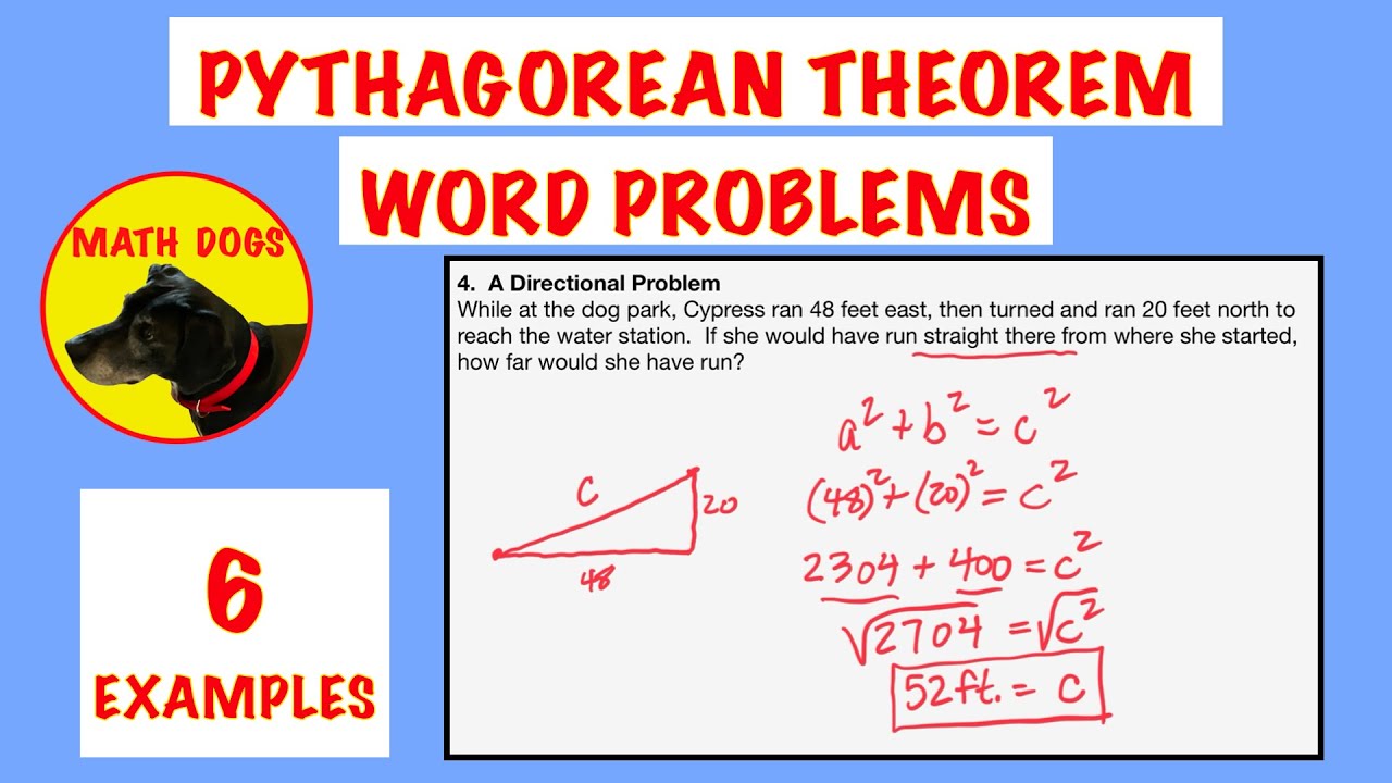 Pythagorean Theorem Word Problems 6 Examples Youtube