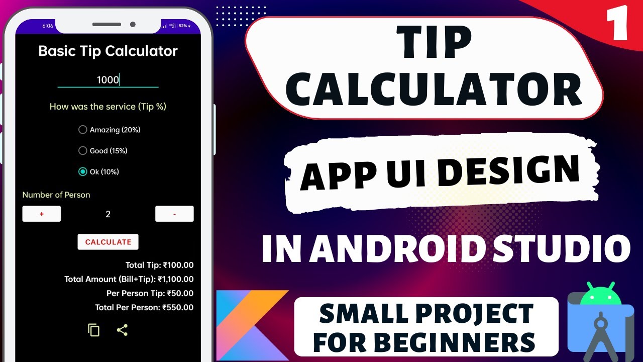 Tip Calculator App In Android Studio Using Kotlin App Ui Design