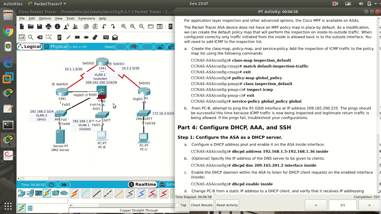 9 3 1 1 Cisco Packet Tracer 7 2 Configuring Asa Basic Settings And