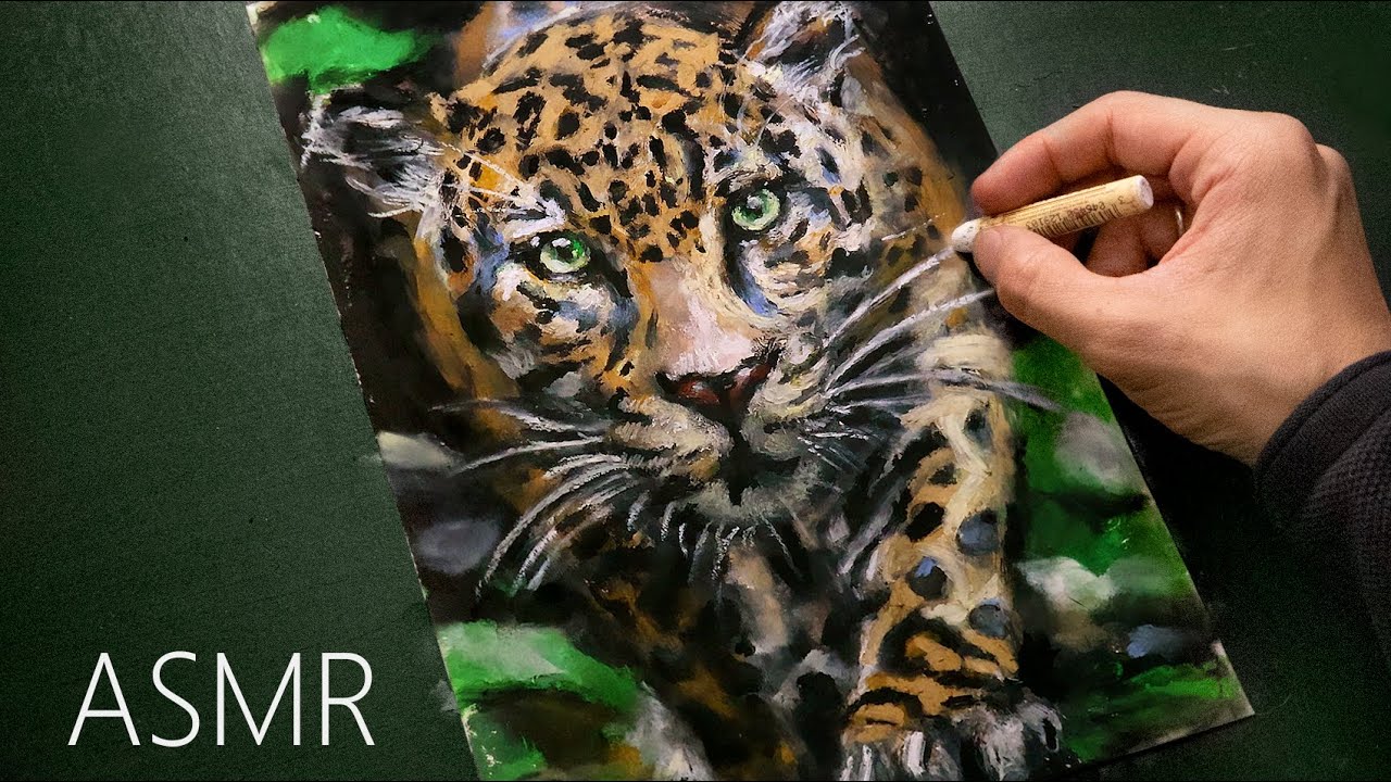 Asmr Leopard Drawing With Pastels No Talking Youtube