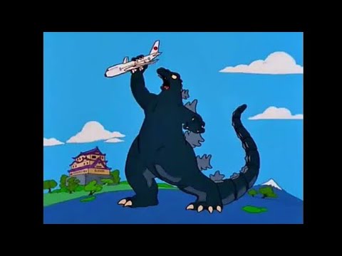 The Simpsons Godzilla Attacks The Simpsons Plane Youtube